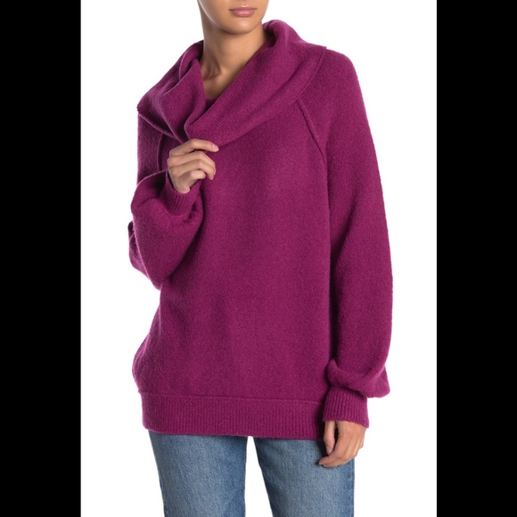 Free People | Sweaters | Free People Purple Orchid Knit Cowl Neck ...